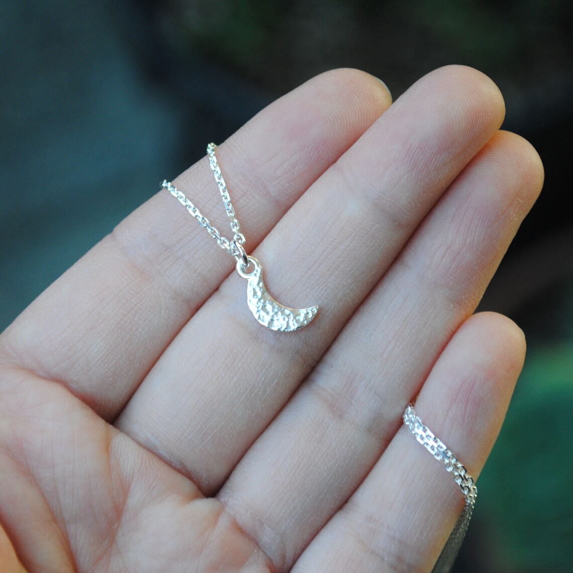 Tiny Crescent Moon Necklace Sterling Silver Crescent | Etsy