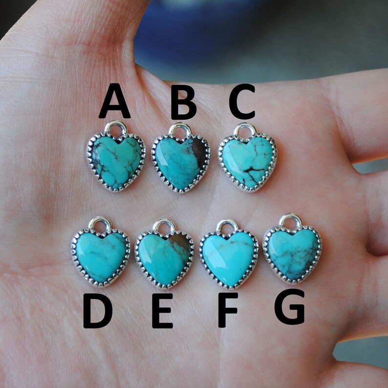 Sterling Silver Turquoise Heart Necklace Petite Dainty Little | Etsy