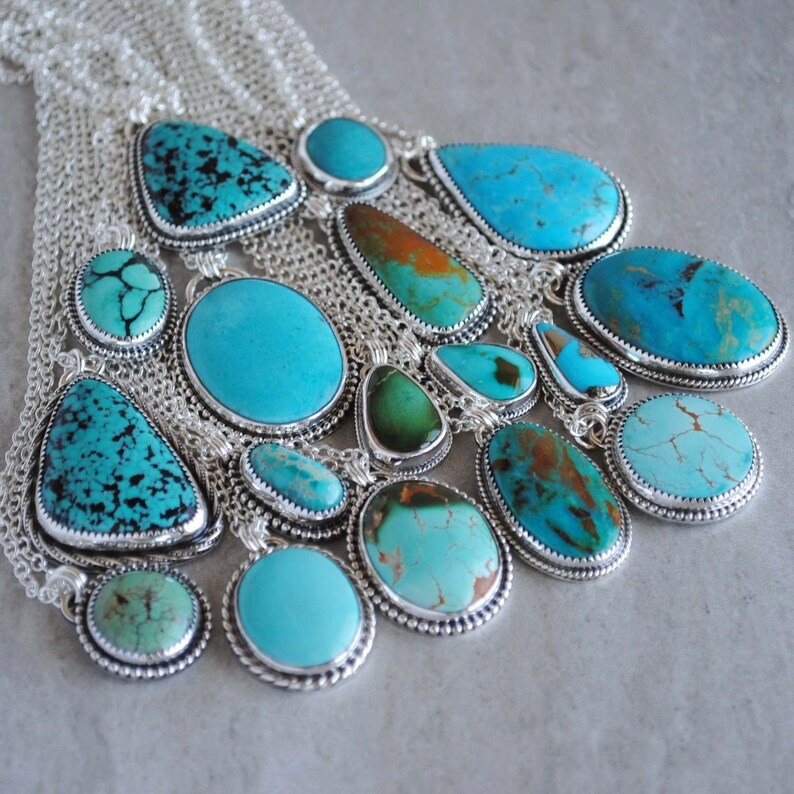 Turquoise Necklace Silver Turquoise Necklace Turquoise | Etsy