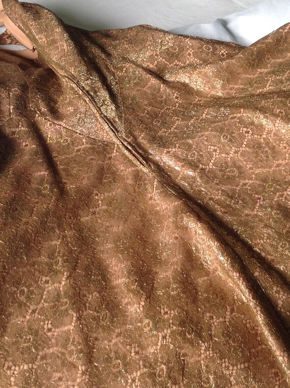 Rare Vtg 50s gold thread dress // 1950s gold sparkly … - Gem