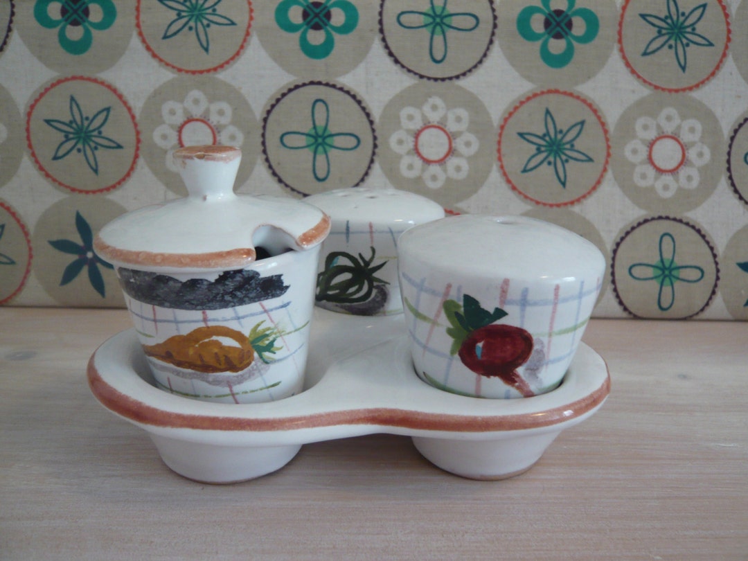 Italian Cruet Set Vegetable Design Salt and Pepper Pots and - Etsy