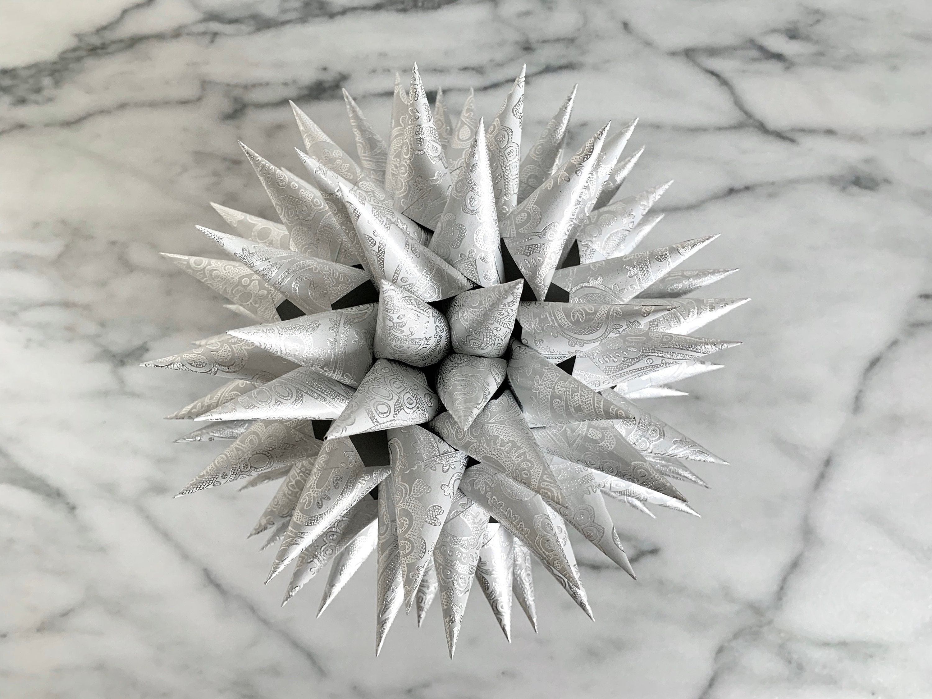 Tree Topper Star Silver and White Embossed Christmas | Etsy