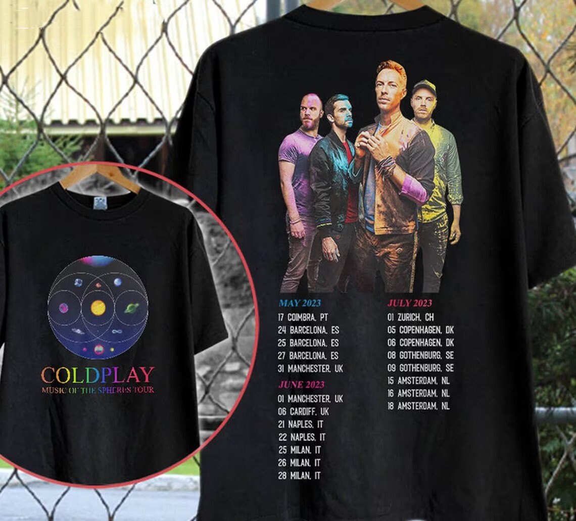 Coldplay Music Of The Spheres Tour 2023 Double Sided, Tour 2023 Retro ...