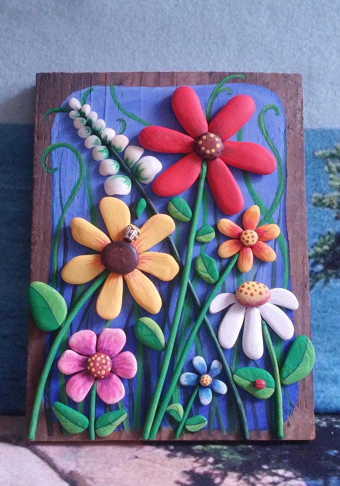 Pebble Art Driftwood Art Pebble Collage Wall Decor Pebble | Etsy Canada