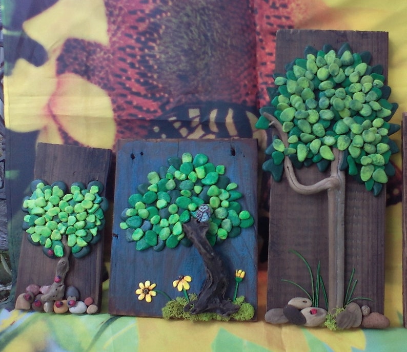 Pebble Art Driftwood Art Pebble Collage Wall Decor Pebble - Etsy