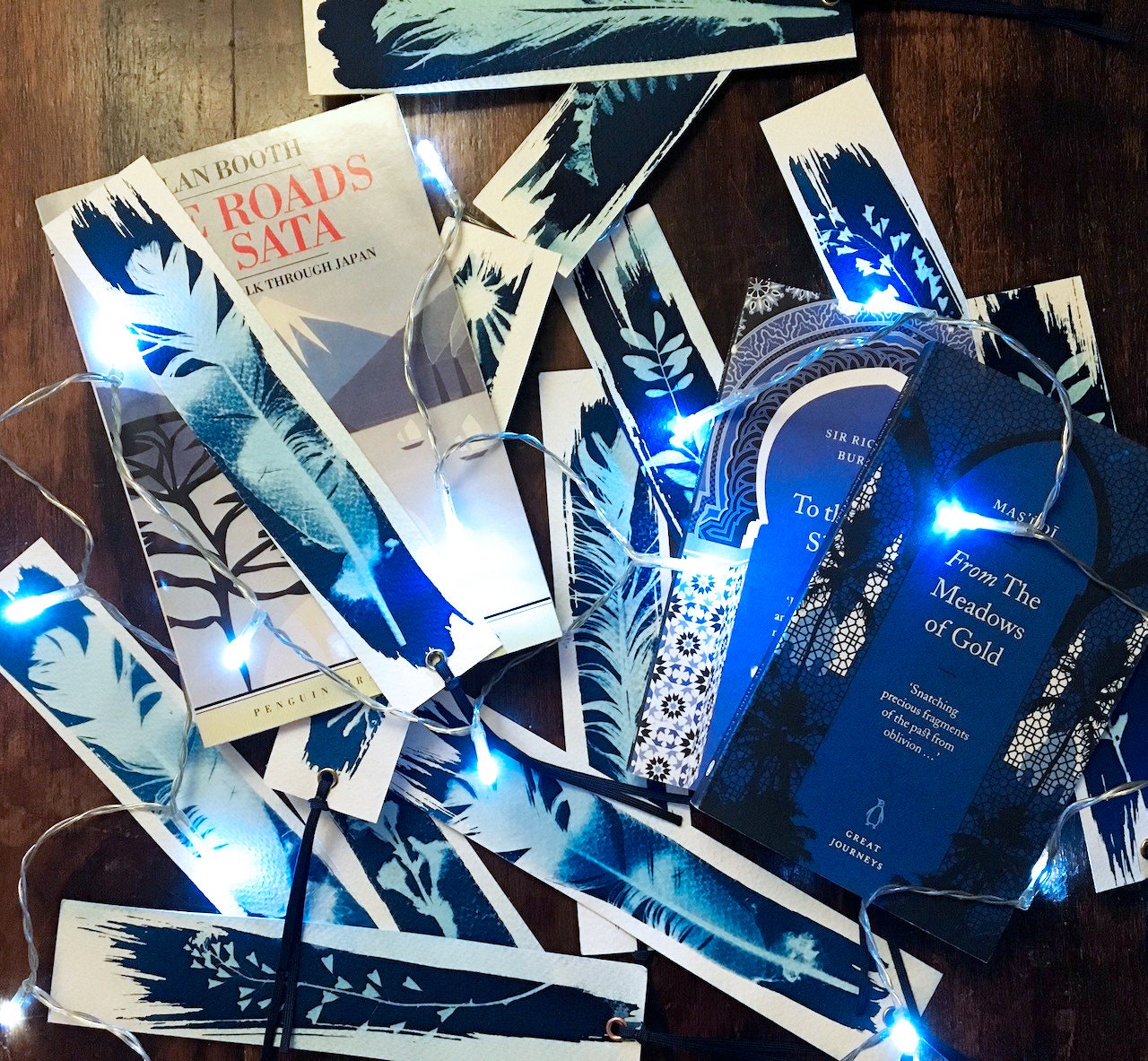 Double-sided Feather Cyanotype Bookmarks - Etsy España