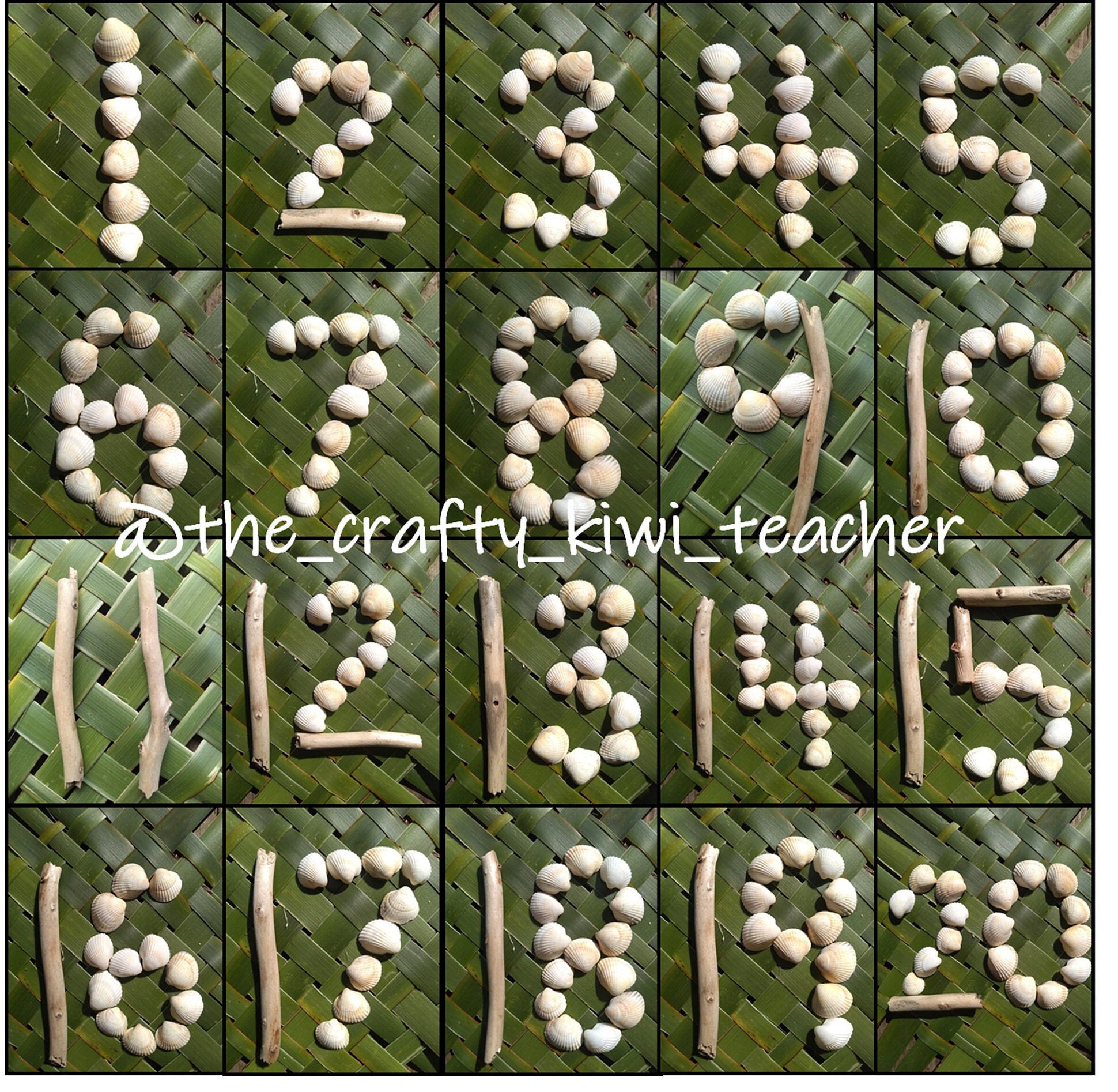 Flax, Shell and Stick Number Set 0-20 With Shapes and Calculation ...