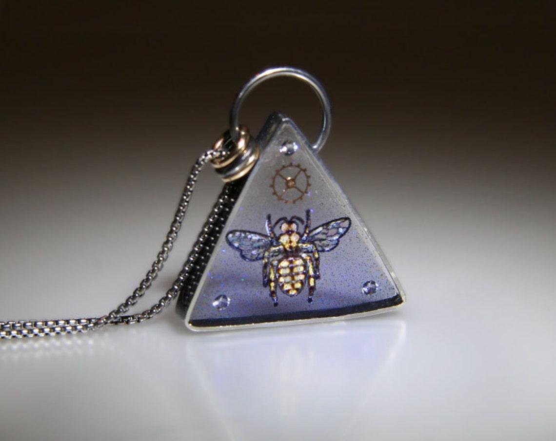 Steampunk Bee Necklace Clockwork Bee Pliqué a Jour Honey Bee - Etsy