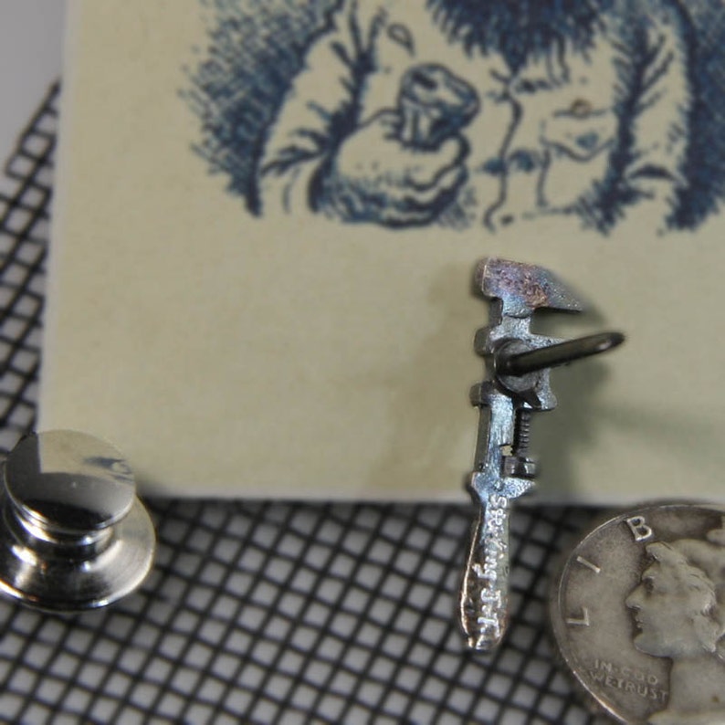 Steampunk Sterling Silver Monkeywrench Monkey Wrench Lapel Pin - Etsy