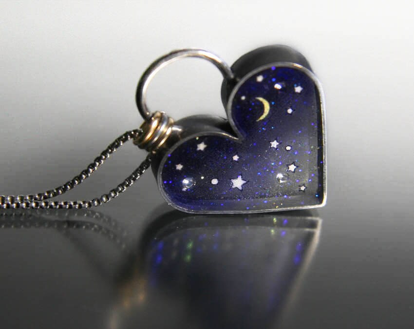 Hearts of Space Necklace, Starry Night Heart Necklace by Jackie Taylor ...
