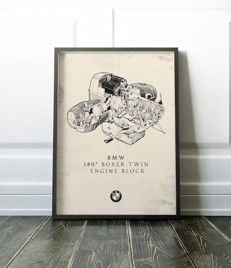 BMW Engine Technical Drawing Motorcycle Poster Vintage | Etsy