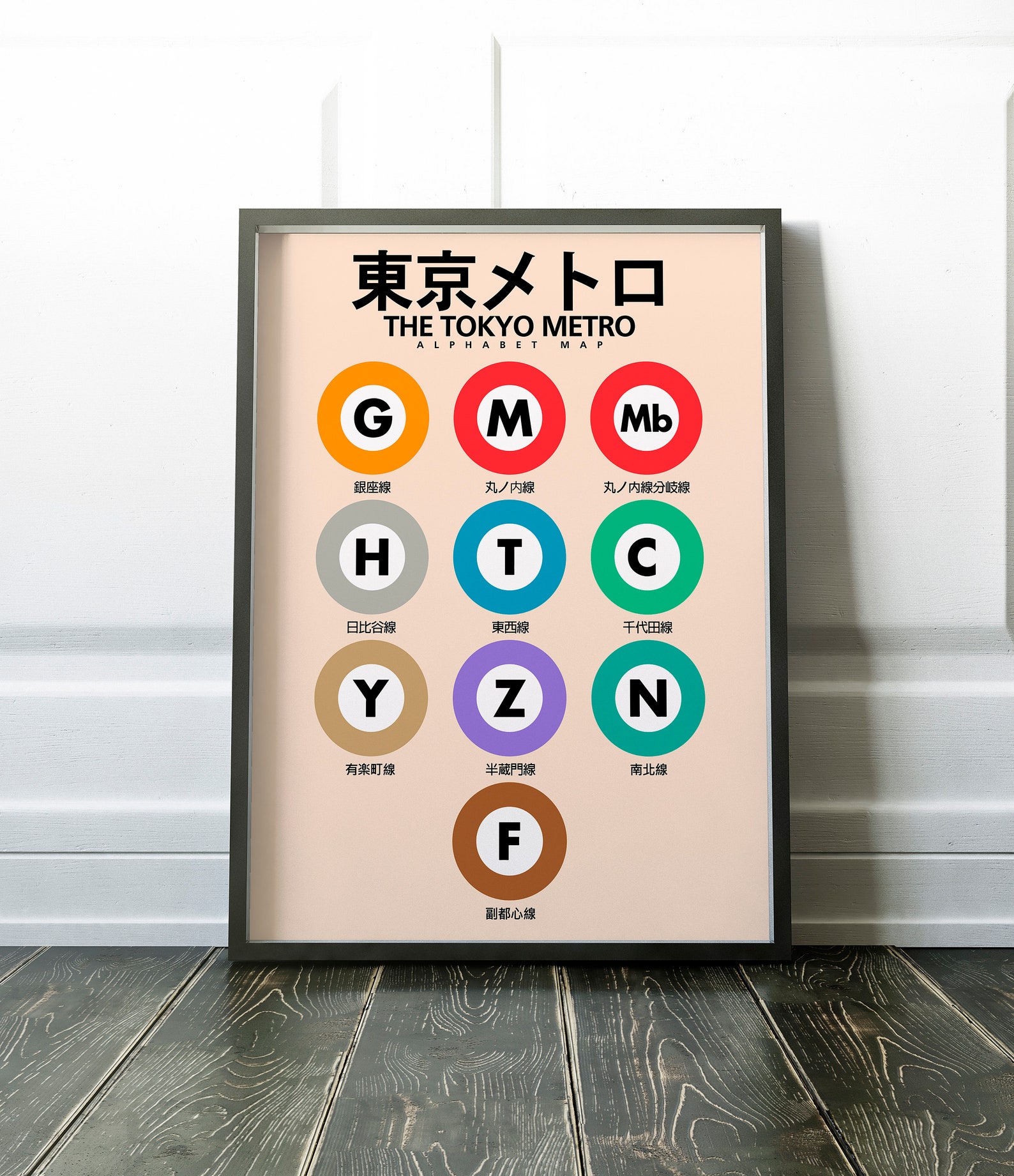 Tokyo Subway Map, Metro Alphabet Poster, Japan Underground Print ...