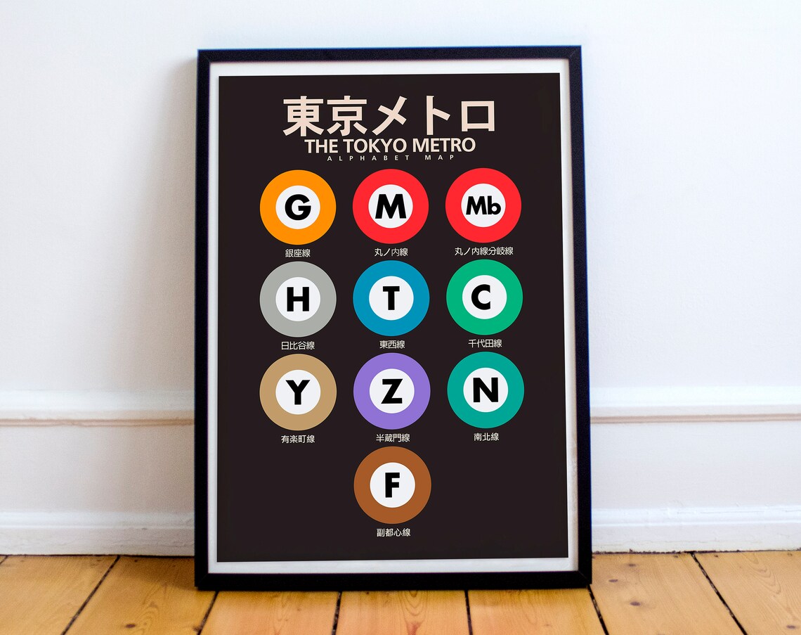 Tokyo Subway Map Metro Alphabet Poster Japan Underground - Etsy