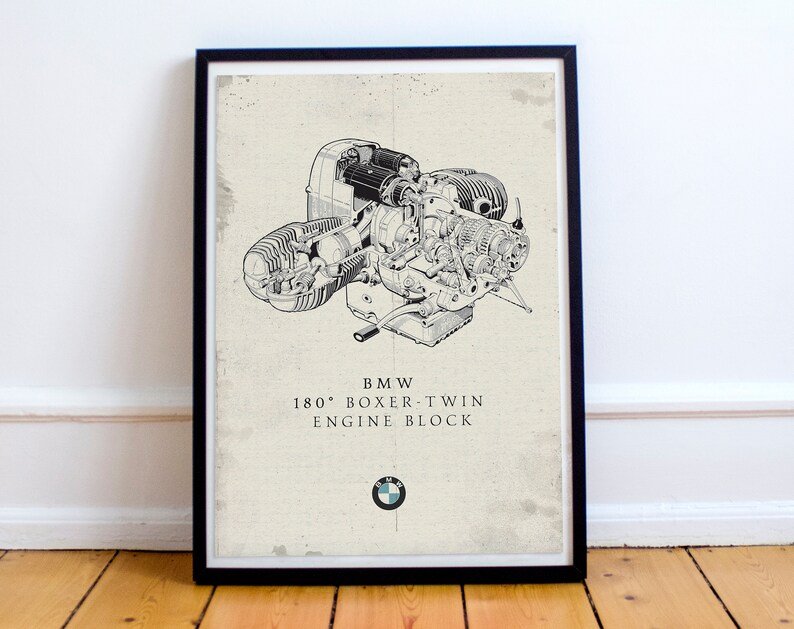 BMW Engine Technical Drawing Motorcycle Poster Vintage | Etsy