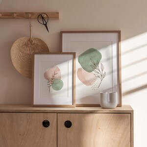 Set of 2 Sage Green Botanical Printable Wall Art, Boho Living Room ...