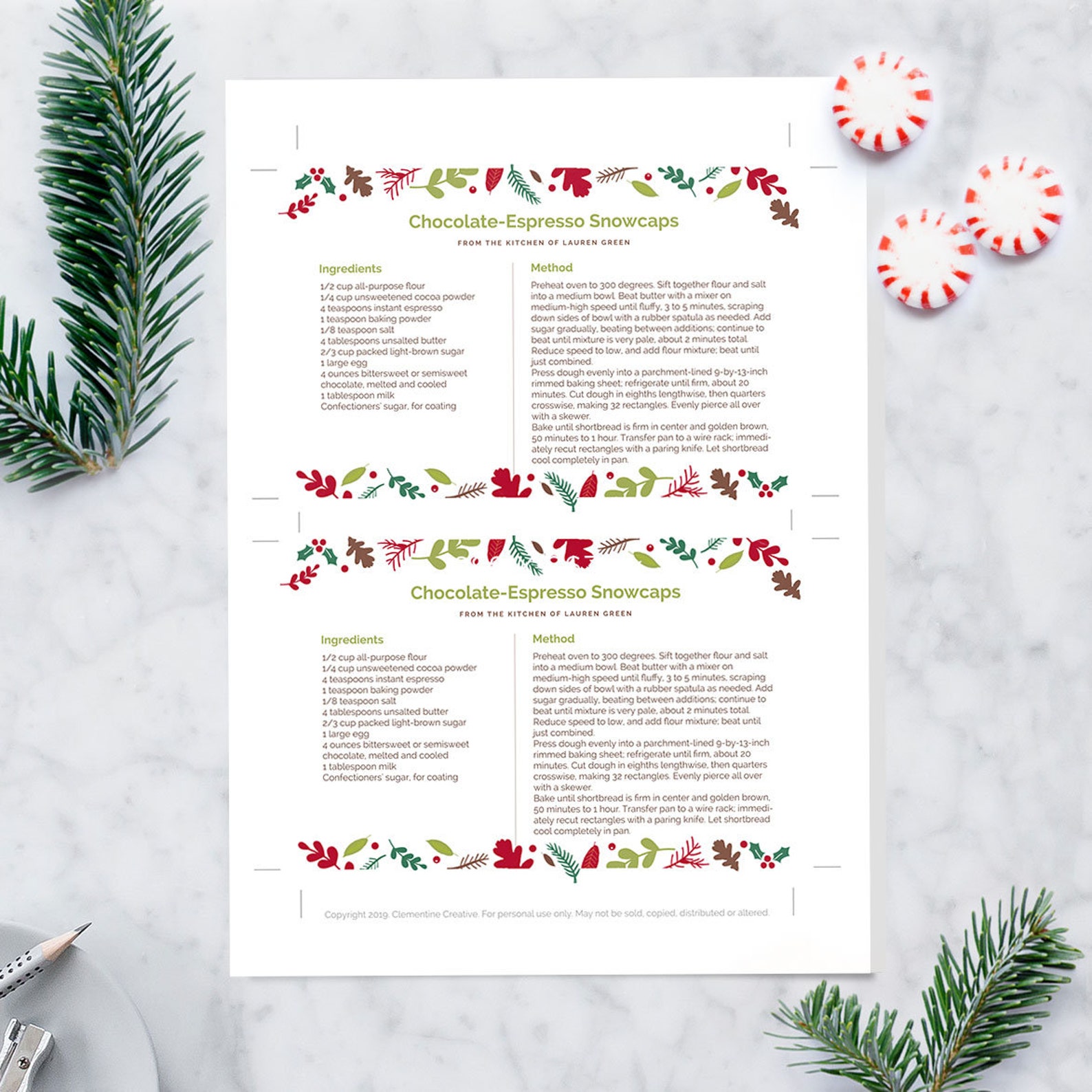 Printable Christmas Recipe Card - Editable PDF - Etsy