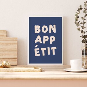 Bon Appétit Typography Poster Print, French Language Quote Wall Art ...