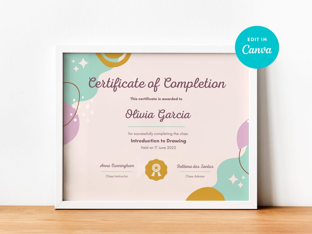 Certification of Completion After School Program, Editable Canva ...