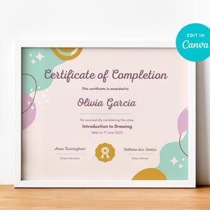 Certification of Completion After School Program, Editable Canva ...
