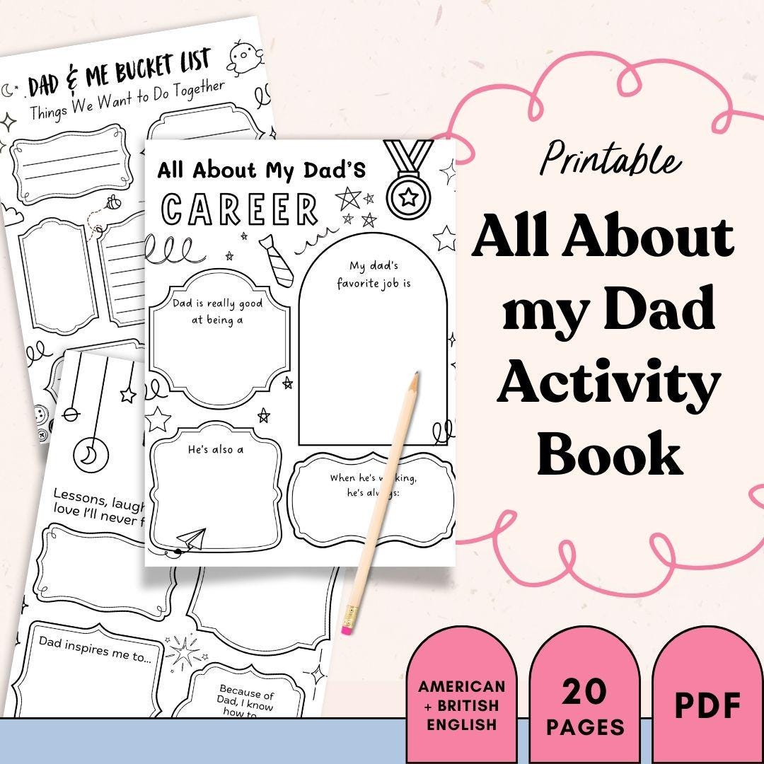 All About My Dad Printable Activity Book, Father's Day Gift Coloring ...
