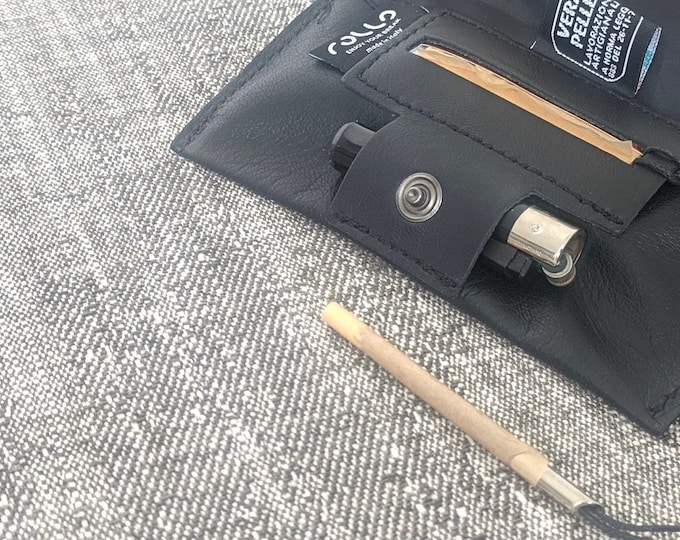 Tobacco Pouch Leather Made in Italy, Black and Western Vintage Bag ...