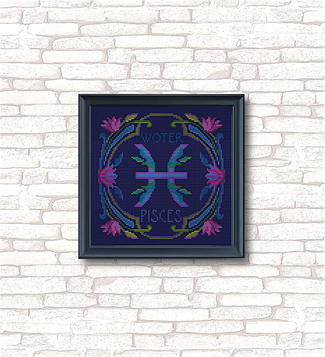Pisces Cross Stitch Pdf Pattern, Zodiac Sign Embroidery, Art Cross ...
