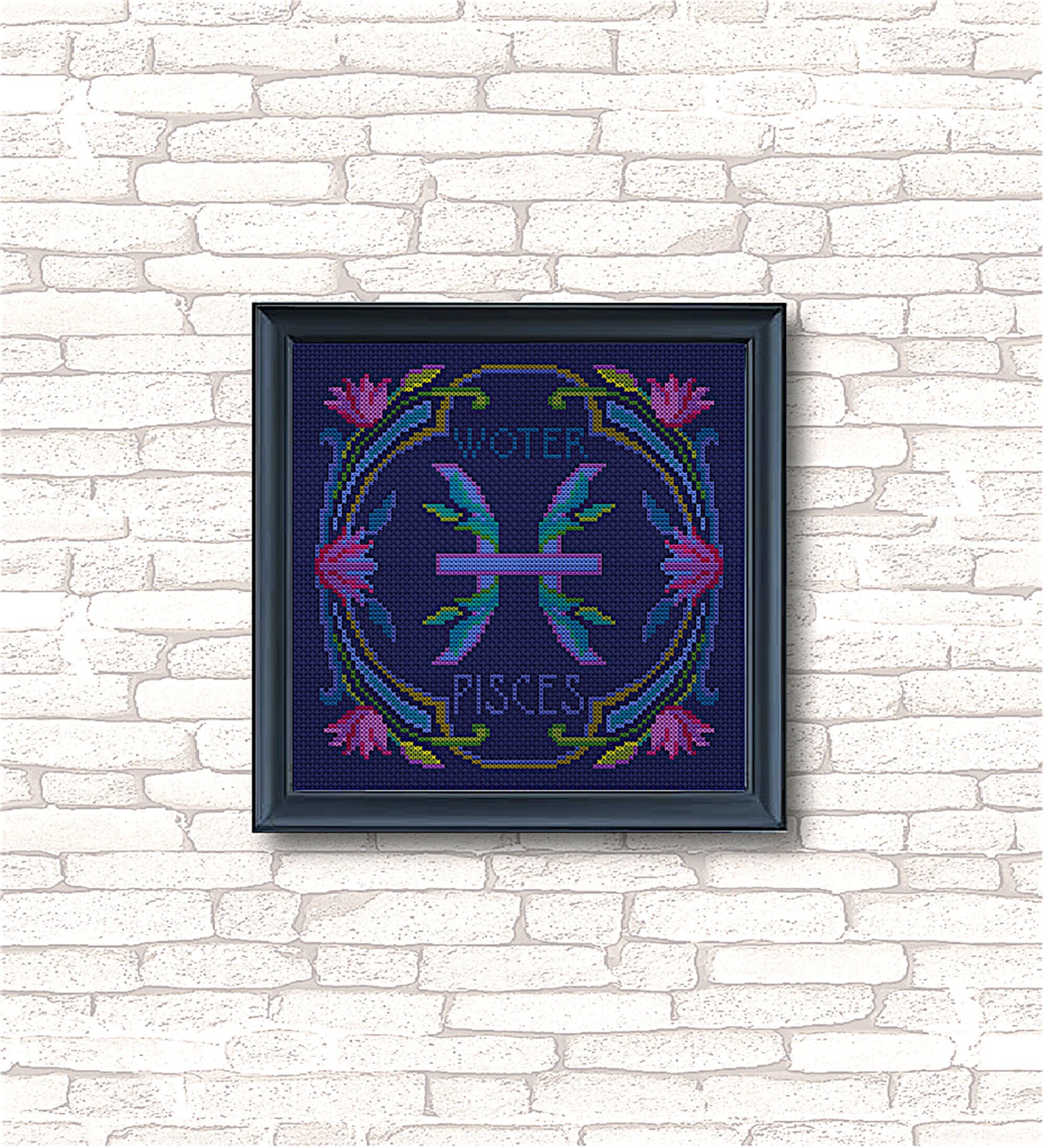 Pisces Cross Stitch Pdf Pattern, Zodiac Sign Embroidery, Art Cross ...
