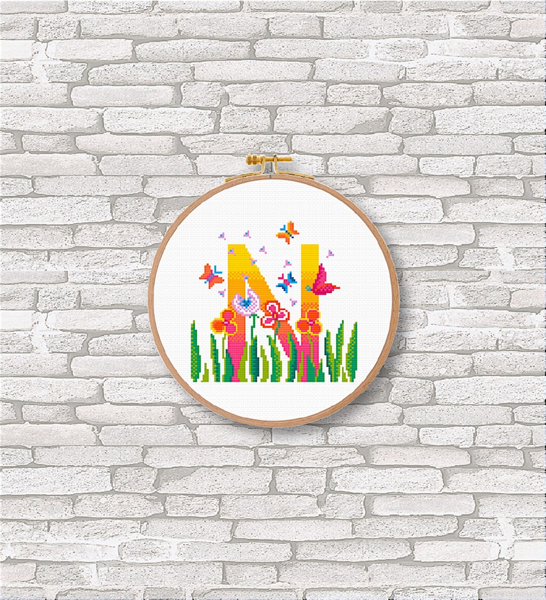 PDF Cross Stitch, Letter N Chart Stitch Pattern, Alphabet Nursery, Easy ...