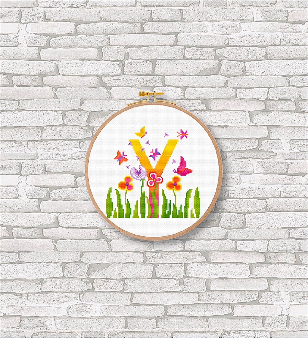 Pdf Pattern Letter Y Cross Stitch Gift, Floral Cross Stitch, Alphabet ...