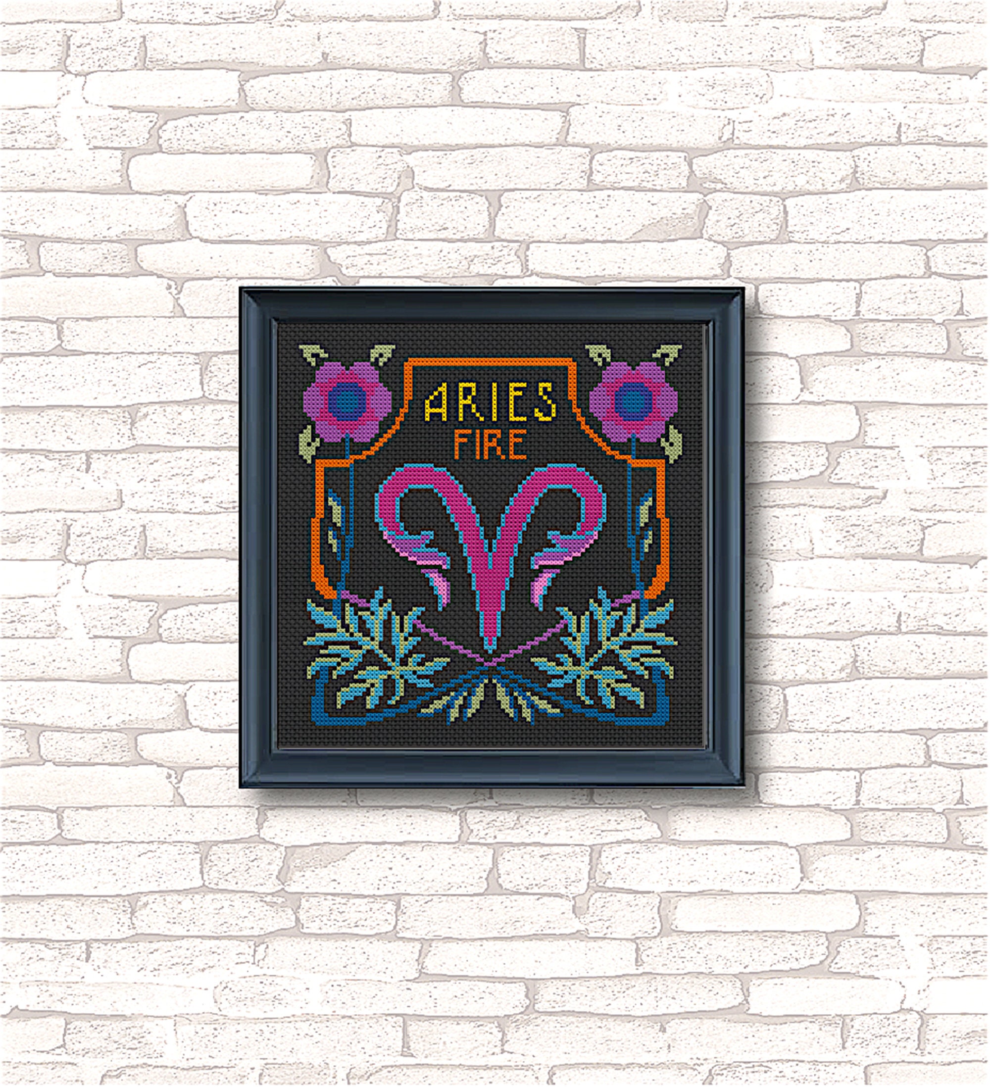 Aries Stitch Pdf Pattern, Zodiac Sign Embroidery, Art Cross Stitch ...