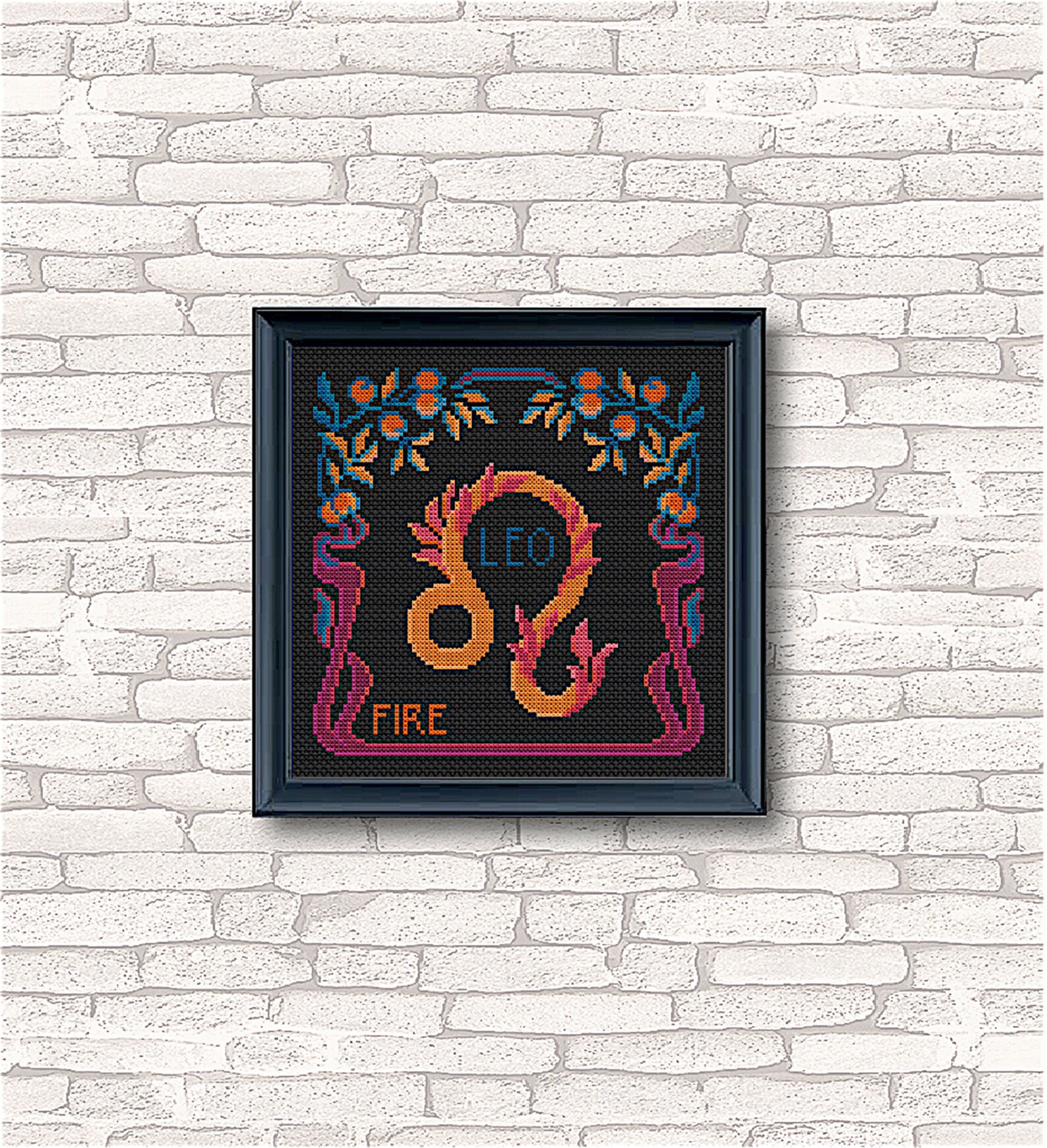 Leo Cross Stitch Pdf Pattern, Zodiac Sign Embroidery, Art Cross Stitch ...