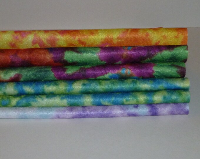 Printed Felt Sheets Fabric Tie Dye Dyed Print Art Craft Supplies Six ...