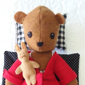 PDF Felt Bedtime Bear Pattern With Robe & Bunny Slippers - Etsy
