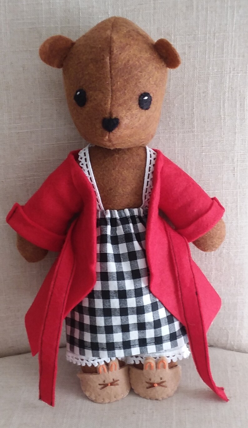 PDF Felt Bedtime Bear Pattern With Robe & Bunny Slippers - Etsy