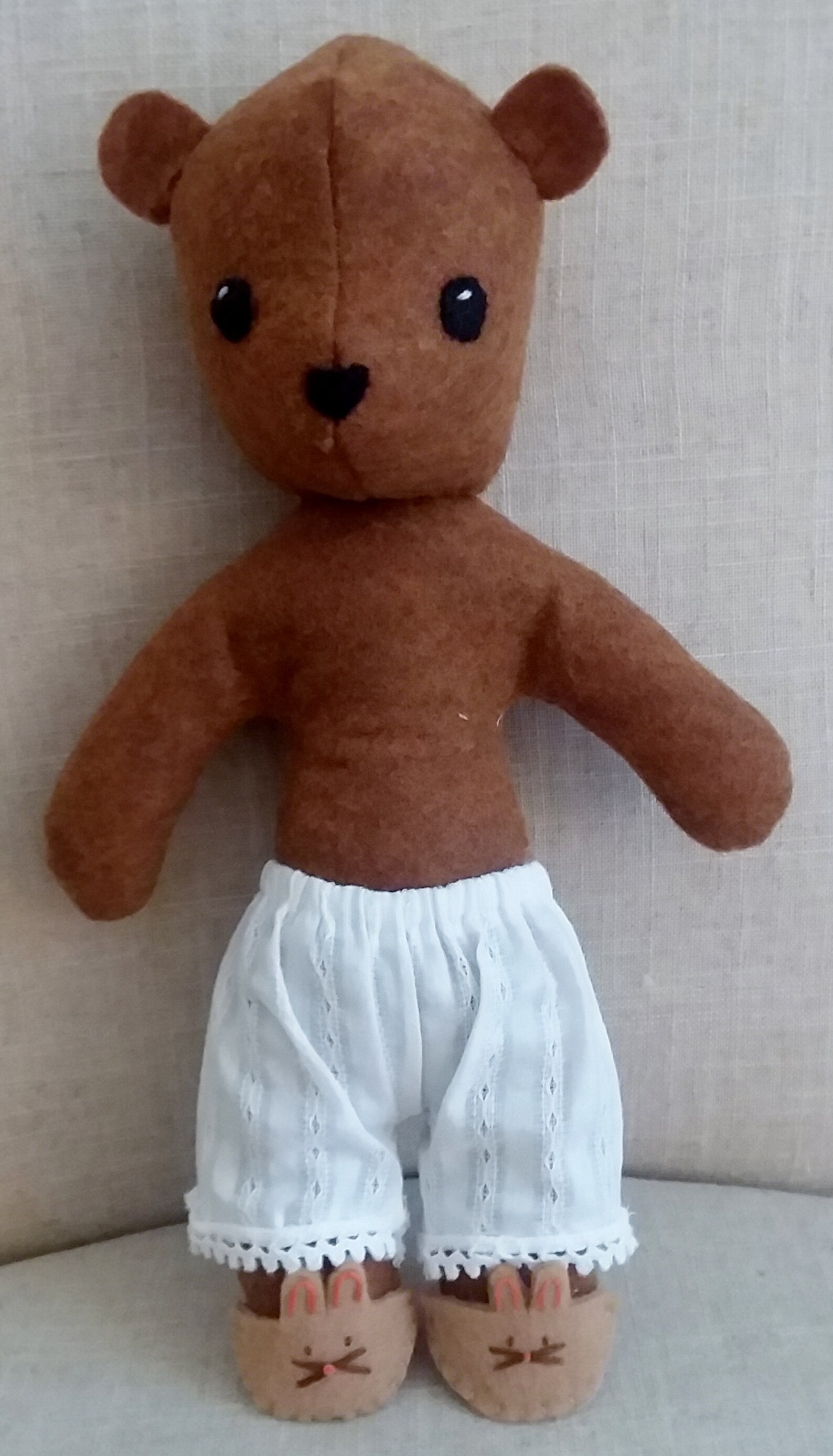 PDF Felt Bedtime Bear Pattern With Robe & Bunny Slippers - Etsy