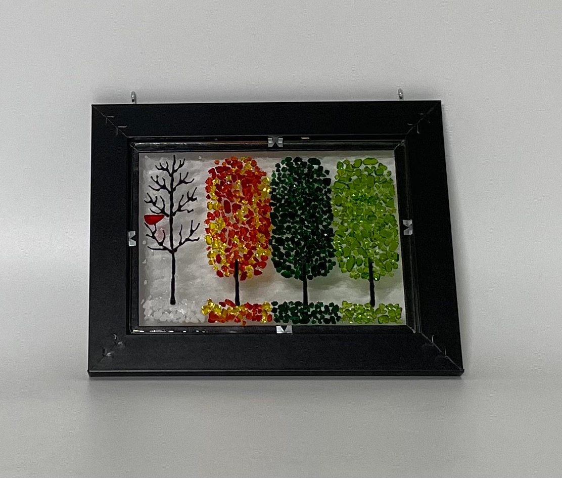 Hanging Fused Glass Four Seasons Window Art, Handmade - Etsy