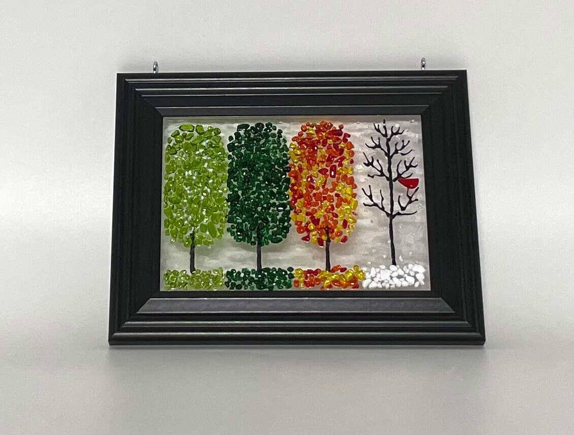 Hanging Fused Glass Four Seasons Window Art, Handmade - Etsy