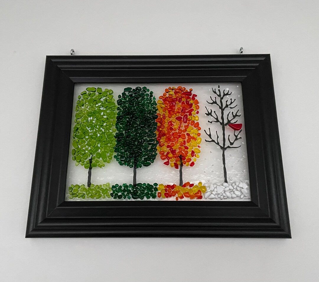 Hanging Fused Glass Four Seasons Window Art, Handmade - Etsy