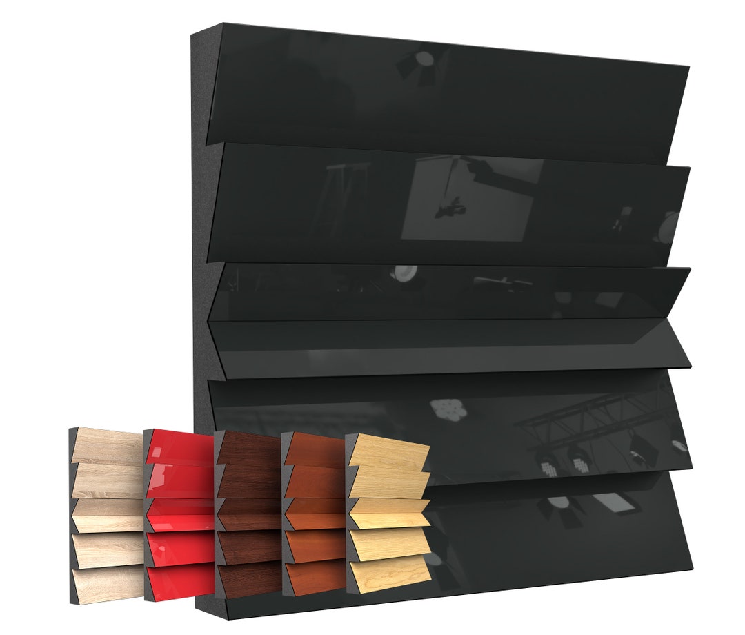 Black Sound Wall Panel, 3d Wall Panels, Slat Sound Panels, Acoustic ...