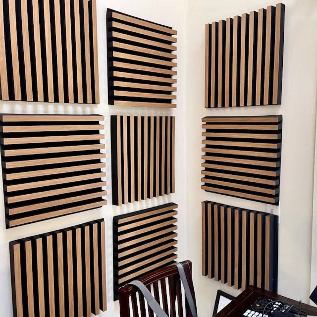 Vertical Wood Slat Wall Panels Accent Wall Panels Sound Absorption ...
