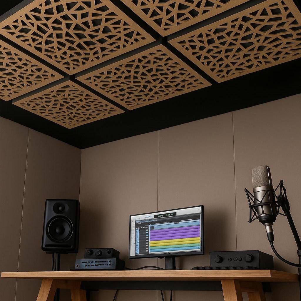 Ceiling Sound Absorber Panels With Decorative Wood Front – Acoustic Sound-absorbing Diffuser ...