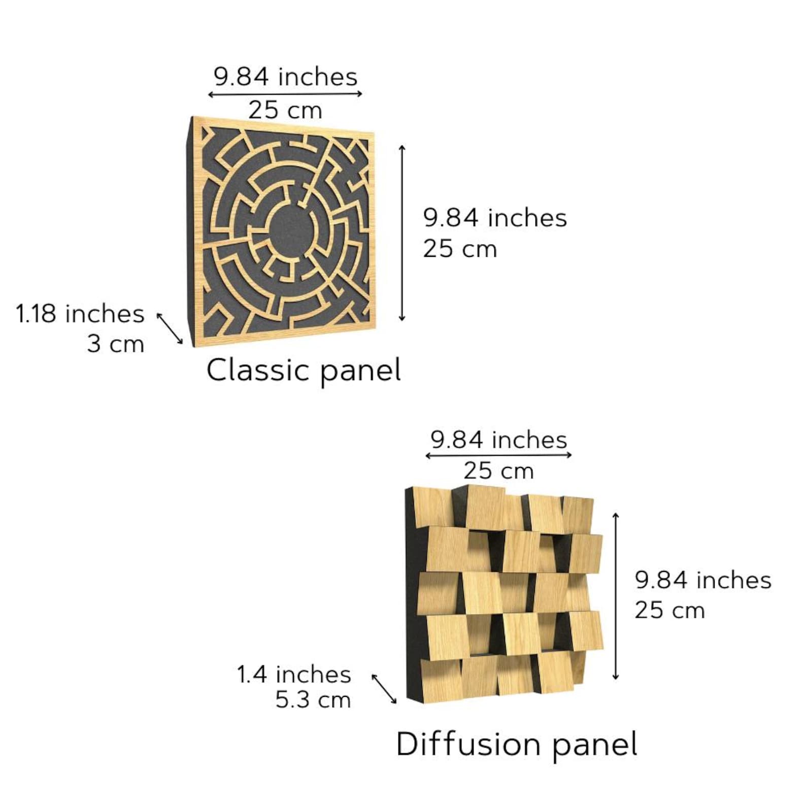 Wood Acoustic Panel With Foam, Sound Absorber and Diffuser, Recording ...