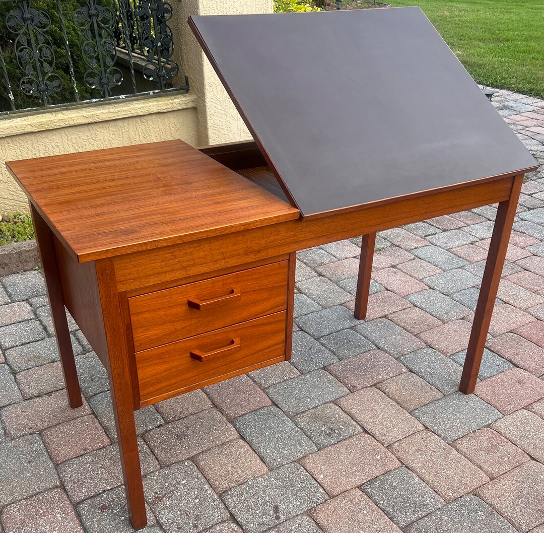 MCM Danish Teak Artist/ Drafting Desk - Etsy