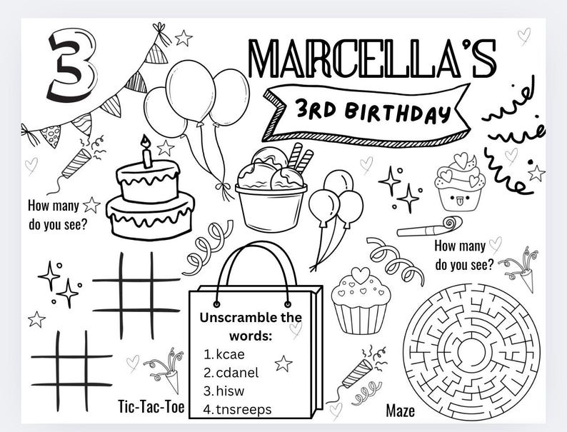Birthday Coloring Sheet - Etsy