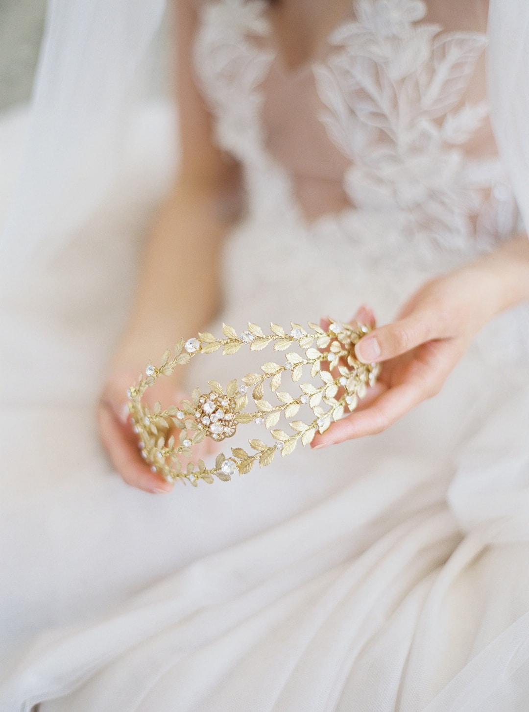 Gold Wedding Crown, Crystal Bridal Crown, Gold Wedding Headpiece With ...