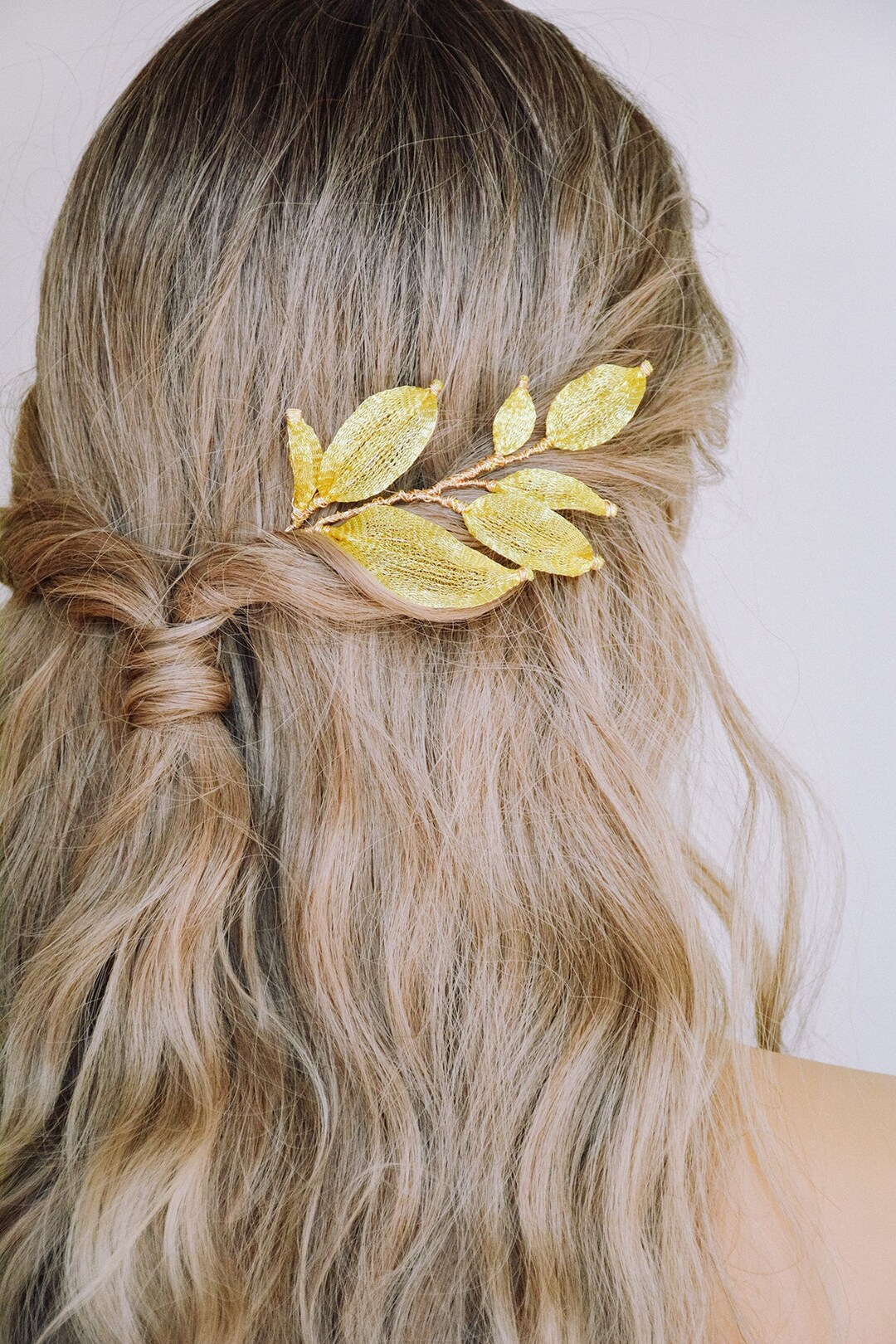 Gold Leaf Bridal Headpiece, Branch Headpiece, Gold Leaf Wedding Hair ...