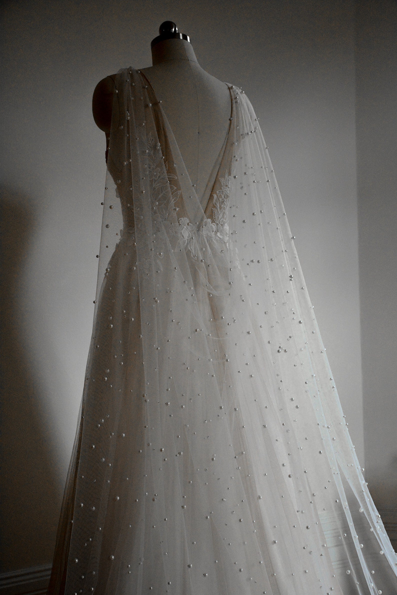 Pearl Bridal Cape Pearl Wedding Cape Pearl Cape Veil Pearl - Etsy