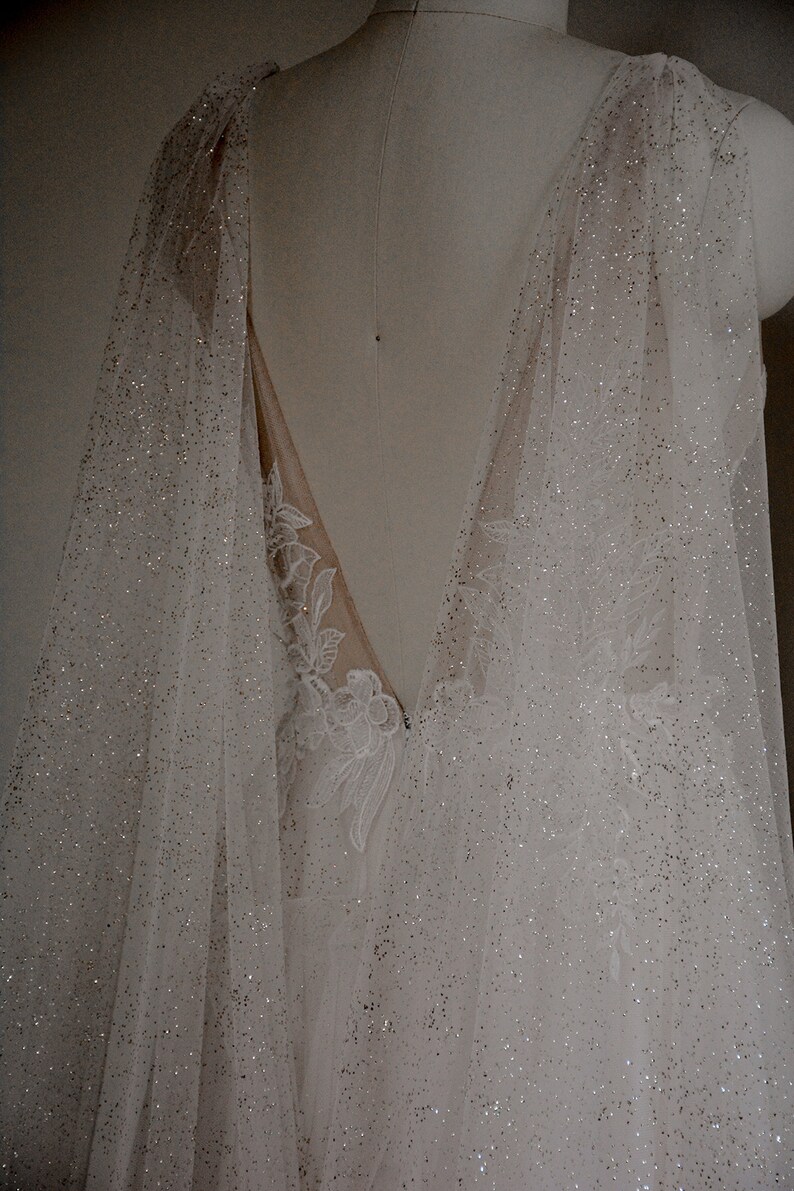 Gold sparkle bridal cape gold wedding cape gold shoulder | Etsy