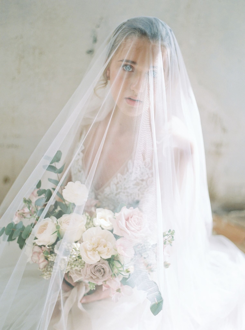 Veil With Blusher Wedding Veil English Net Veil Long Veil - Etsy UK