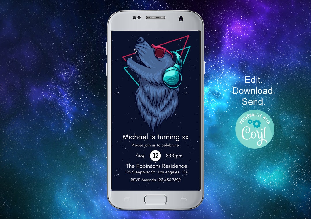 Hip Hop Wolf Digital Birthday Party Invitation - Etsy